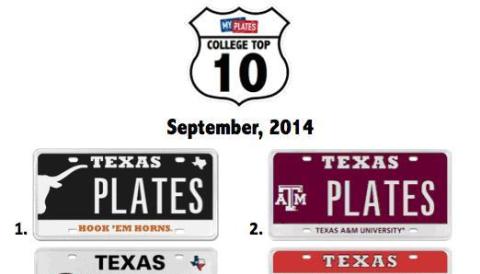 Shake Up In Top College Vehicle Tags Sold In Texas - WTAW | 1620AM & 94.5FM