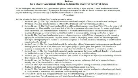 Bryan Citizens Circulating Petitions For Additional City Charter ...