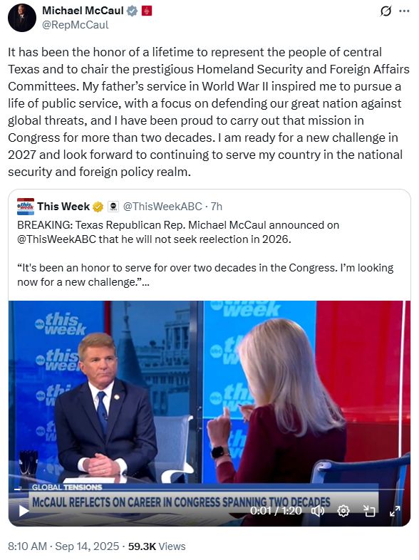 Brazos County Congressman Michael McCaul is Not Seeking Re-Election in ...