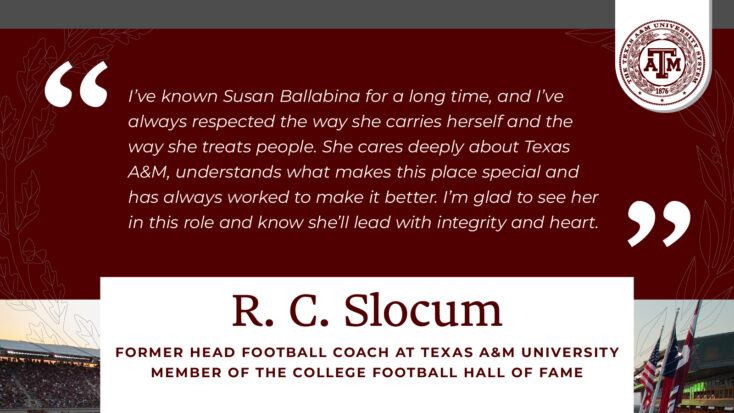 Reaction To Susan Ballabina Being Named Sole Finalist For Texas A&M ...