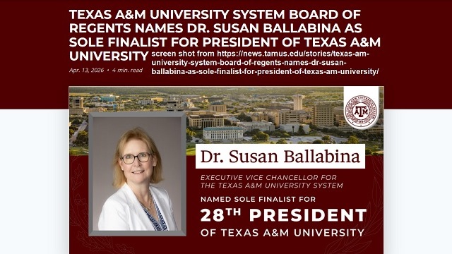 Reaction To Susan Ballabina Being Named Sole Finalist For Texas A&M ...